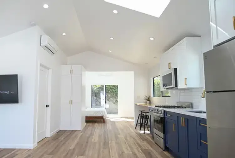 Vaulted Ceiling Garage Conversion: ADU Living Space in Sacramento | A+ ...